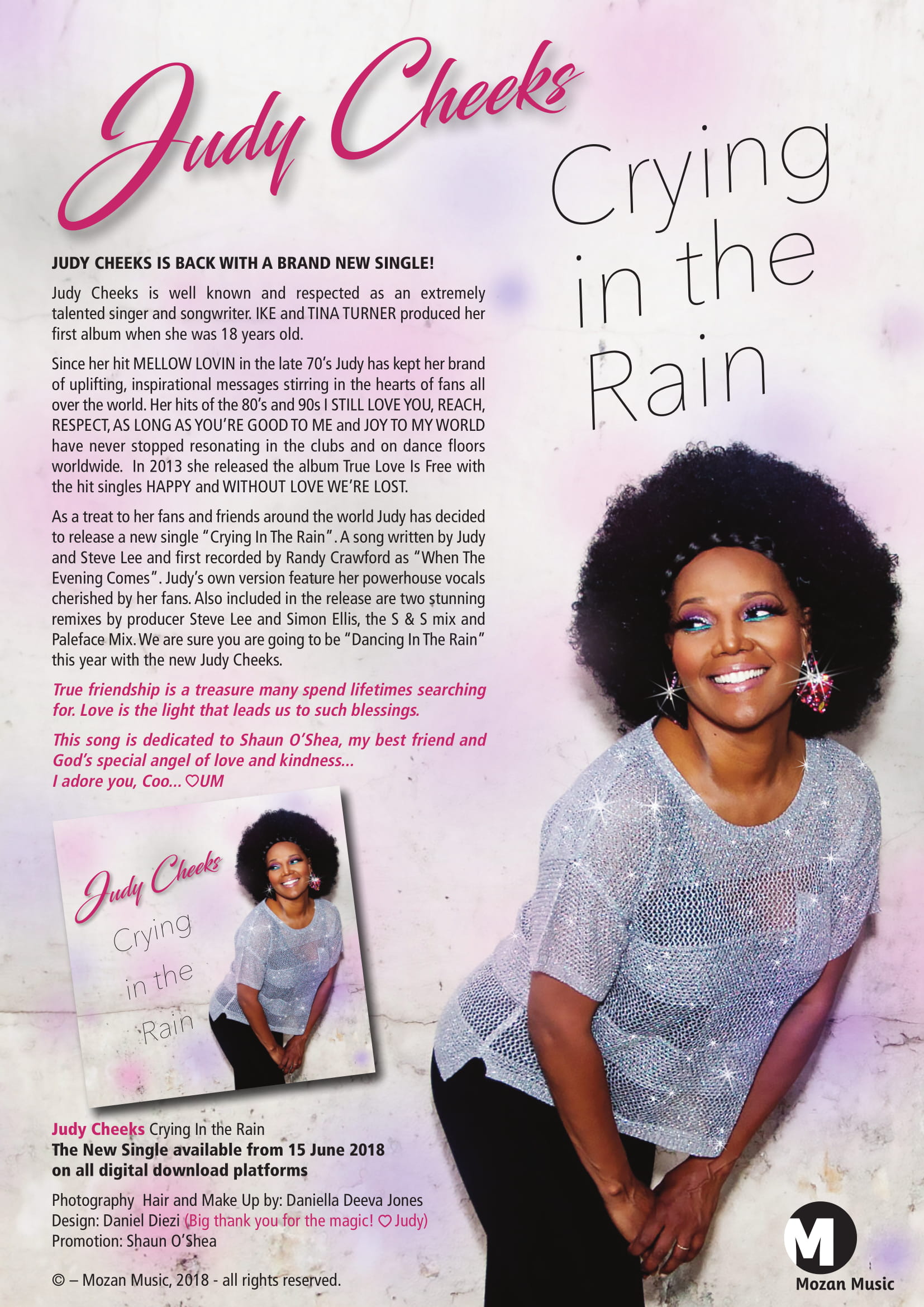 Crying in the Rain. – Judy Cheeks MUSIC